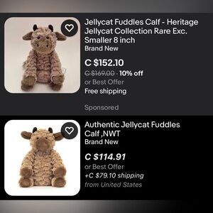 Jellycat | Toys | Retired Jellycat Fuddles Calf 225 Version | Poshmark